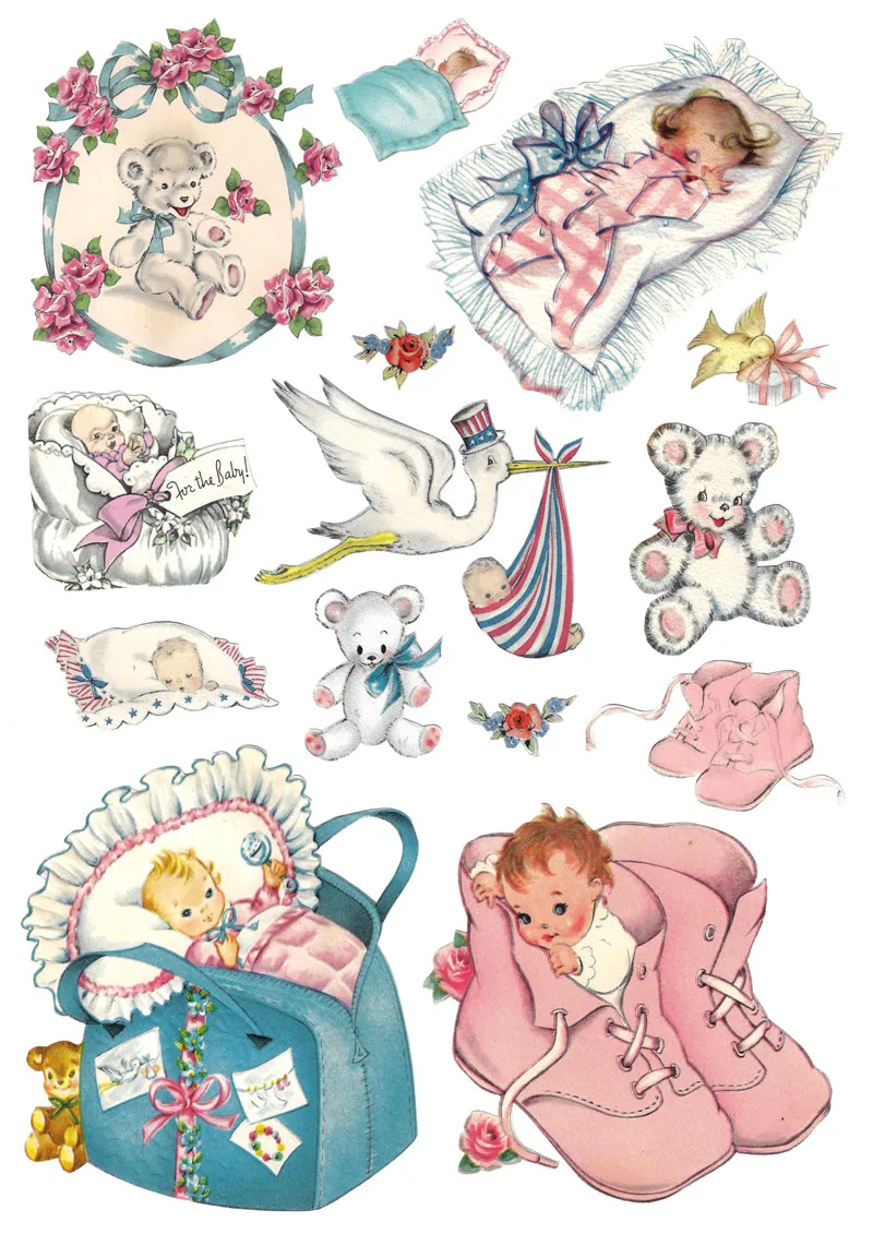 1Pack Vintage Cute Baby Kids Sticker DIY Craft Scrapbooking Album Junk ...