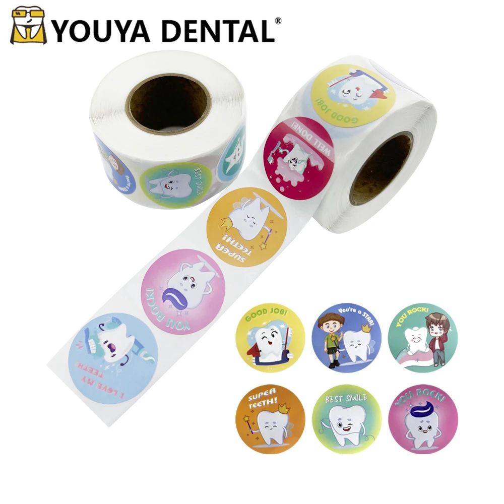 500-Stickers-roll-Cute-Teeth-Stickers-I-Love-Brushing-Teeth-Children ...