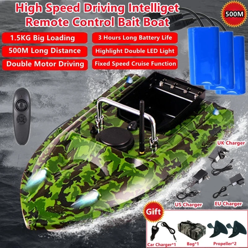 Smart Fixed Speed Cruise Radio Remote Control Fishing Bait Boat 1.5kg ...