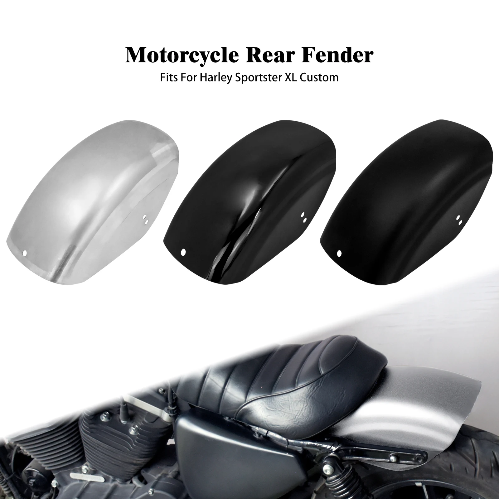 Motorcycle-Short-Flat-Rear-Fender-Mud-Guard-Bobber-Cafe-Racer-Mudguard ...