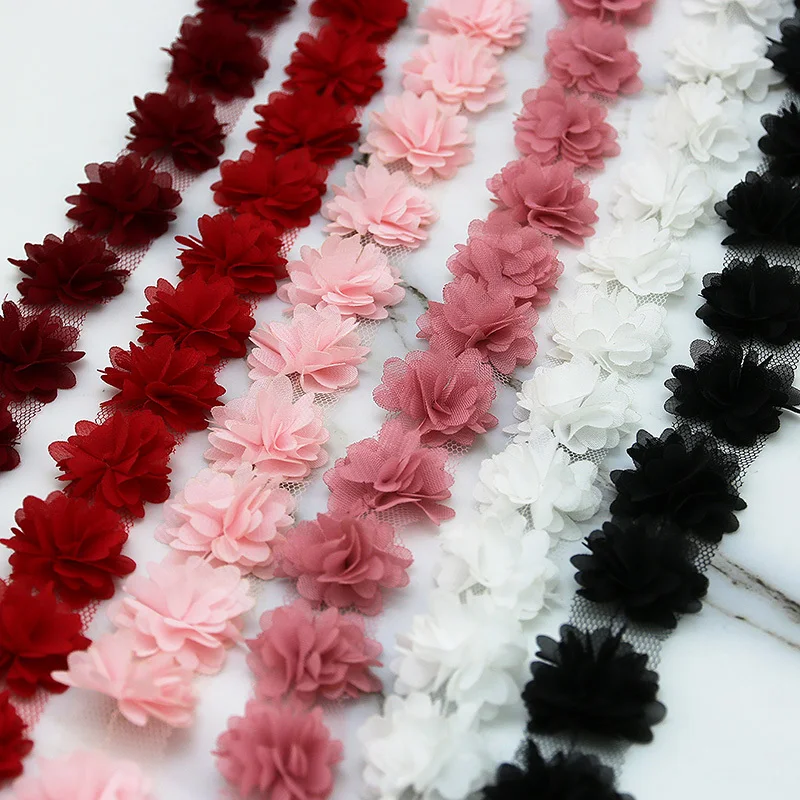 (56pcs/roll)30mm Chiffon Lace Fabric Ribbon Decoration Flower Gift ...