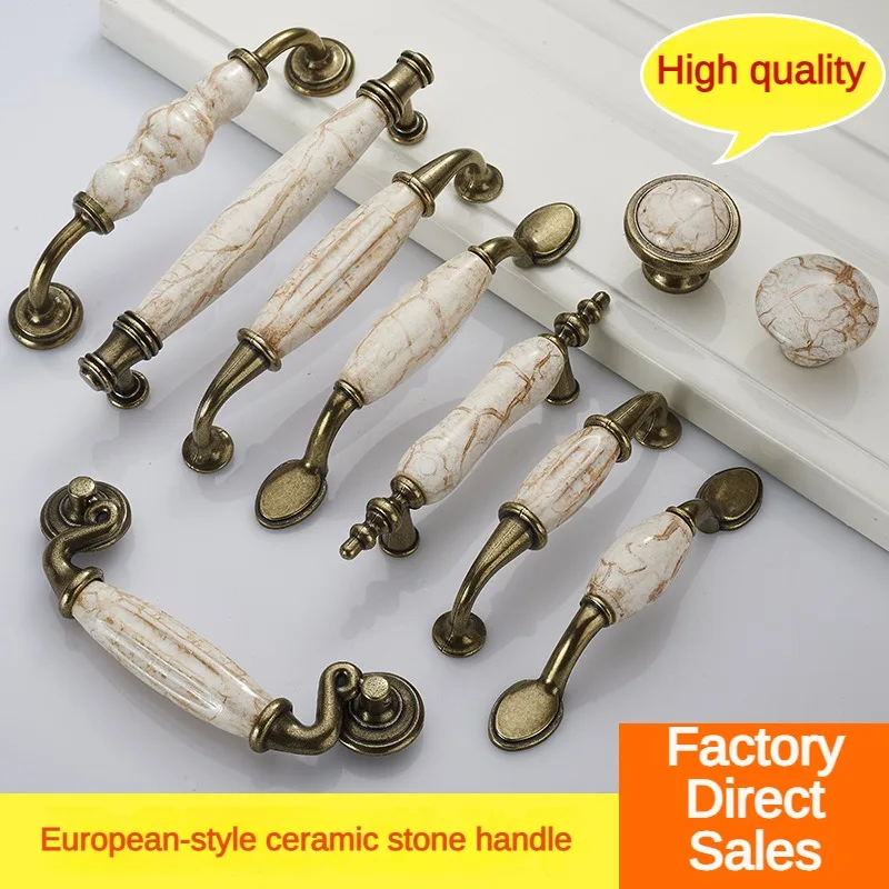 European-Vintage-Marble-Ceramic-Furniture-Cabinet-Handles-Cupboard-Handles-Knobs-Retro-Rural ...
