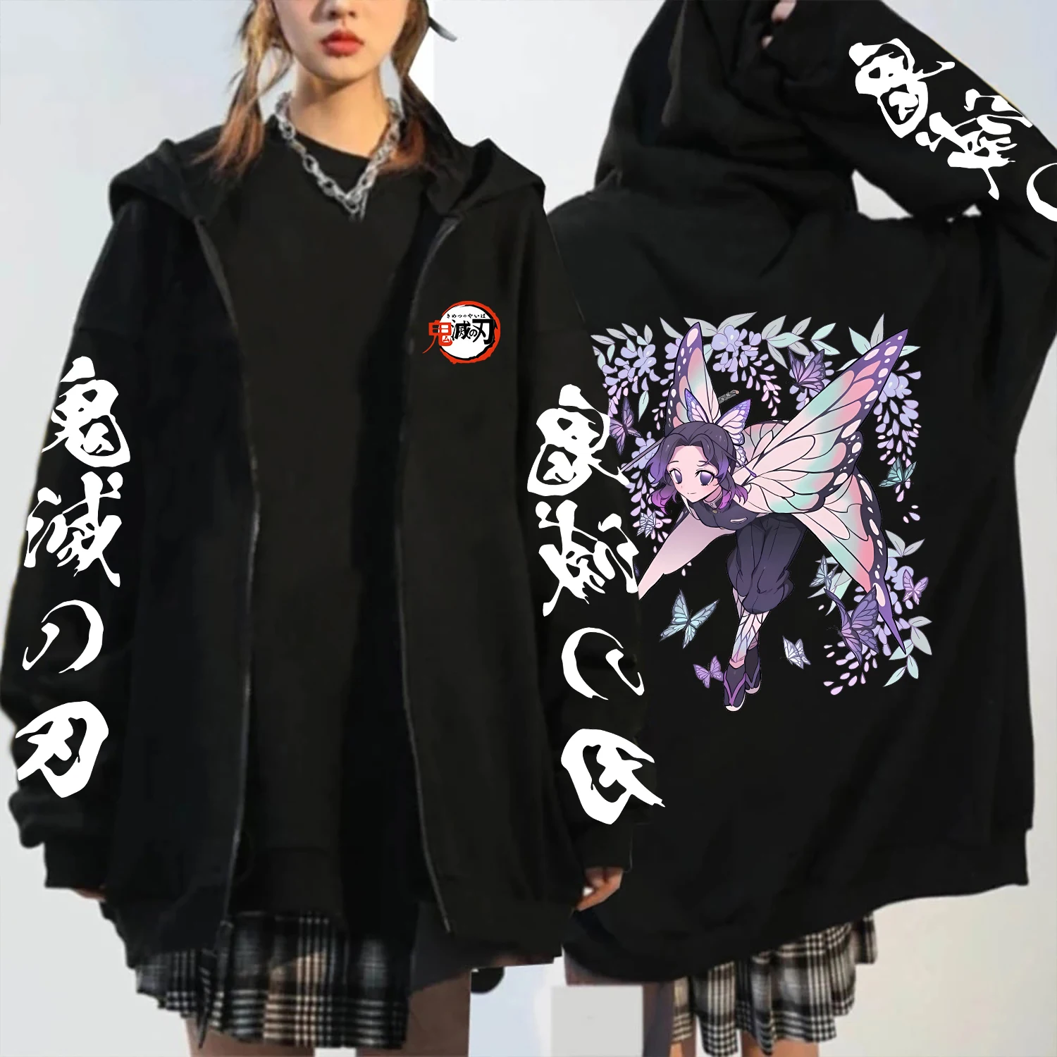 Anime-Demon-Slayer-Kochou-Shinobu-Zipper-Hoodies-Autumn-Winter-Women ...