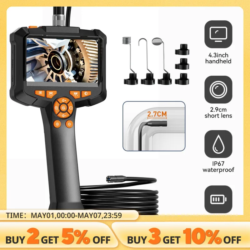 Industrial Endoscope Camera 4.3inch IPS Screen IP67 Waterproof HD1080P ...