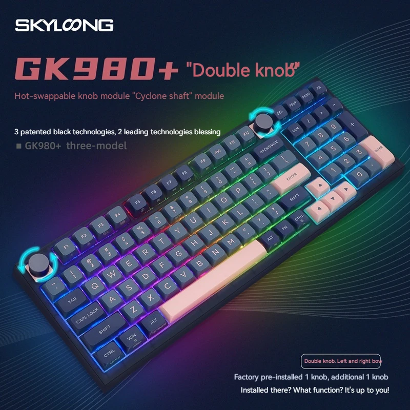 Skyloong-GK980-3-Modes-2-4G-Wireless-Bluetooth-Mechanical-Keyboard-RGB ...