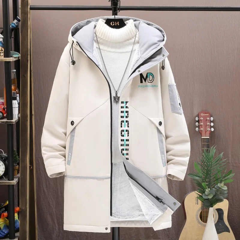 2024 Men's Long Cotton Lined Jacket Autumn Winter Classic Trend Long ...