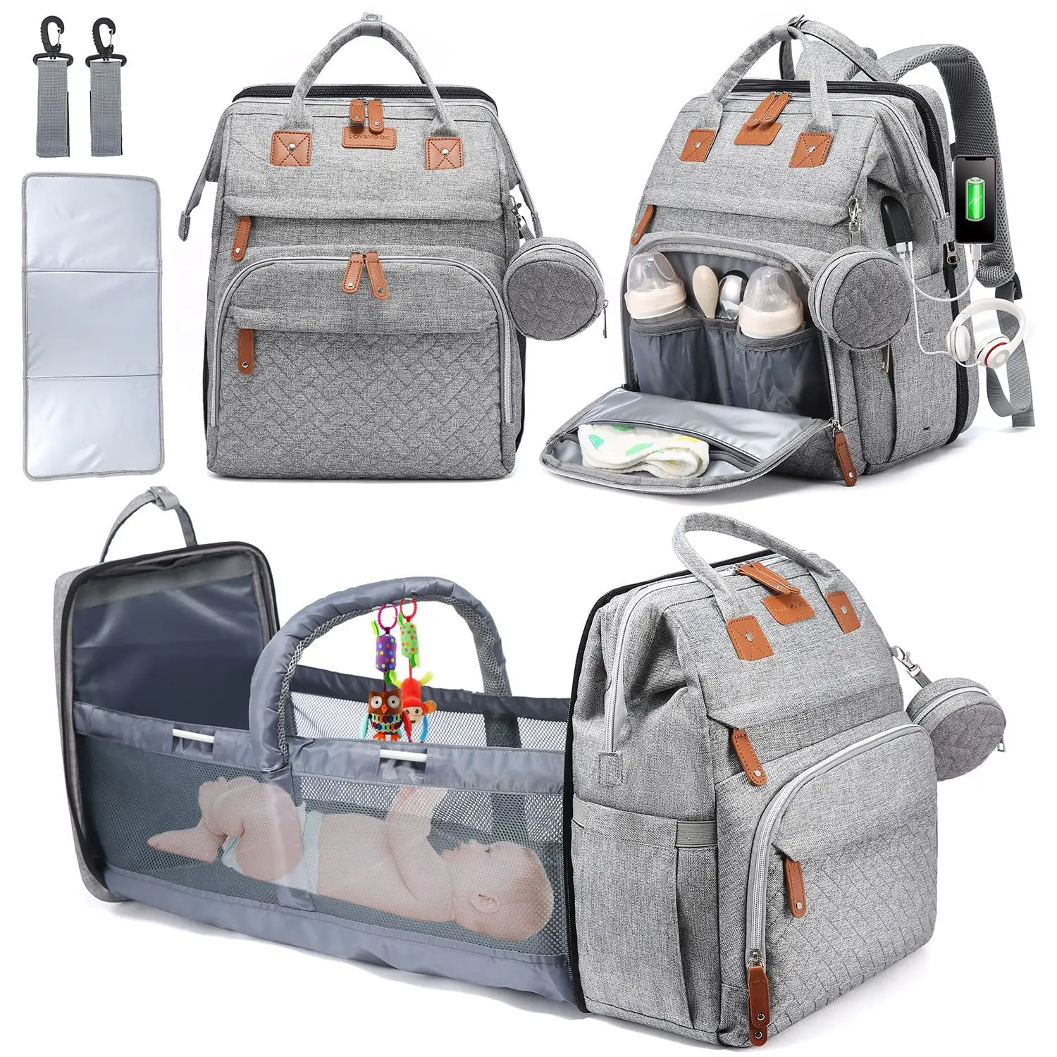 Sac de bébé multifonctionnel pour maman, poche de bouteille isolée, sac ...