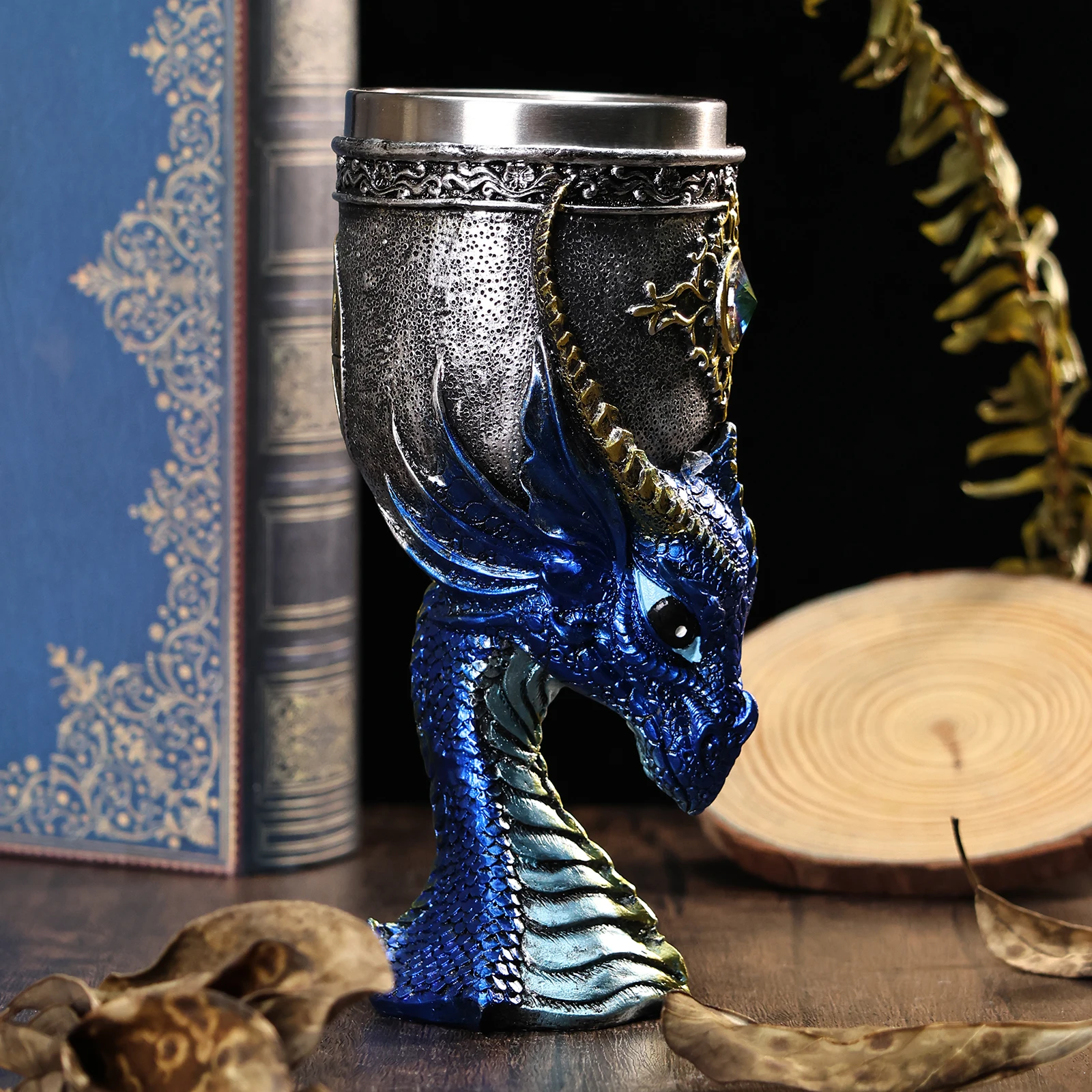 Water Goblet Medieval Dragon Sword Goblet - Hand-Painted Resin ...