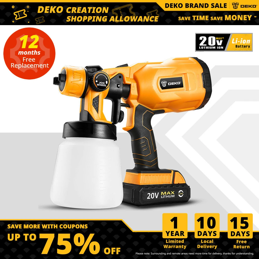 Deko Spray Gun, 20v/220v High Power Home Electric Paint Sprayer, No ...