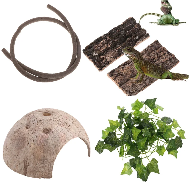 Artificial Vine Lizard Rattan Reptile Box Case Habitat Decor Bend Plant ...