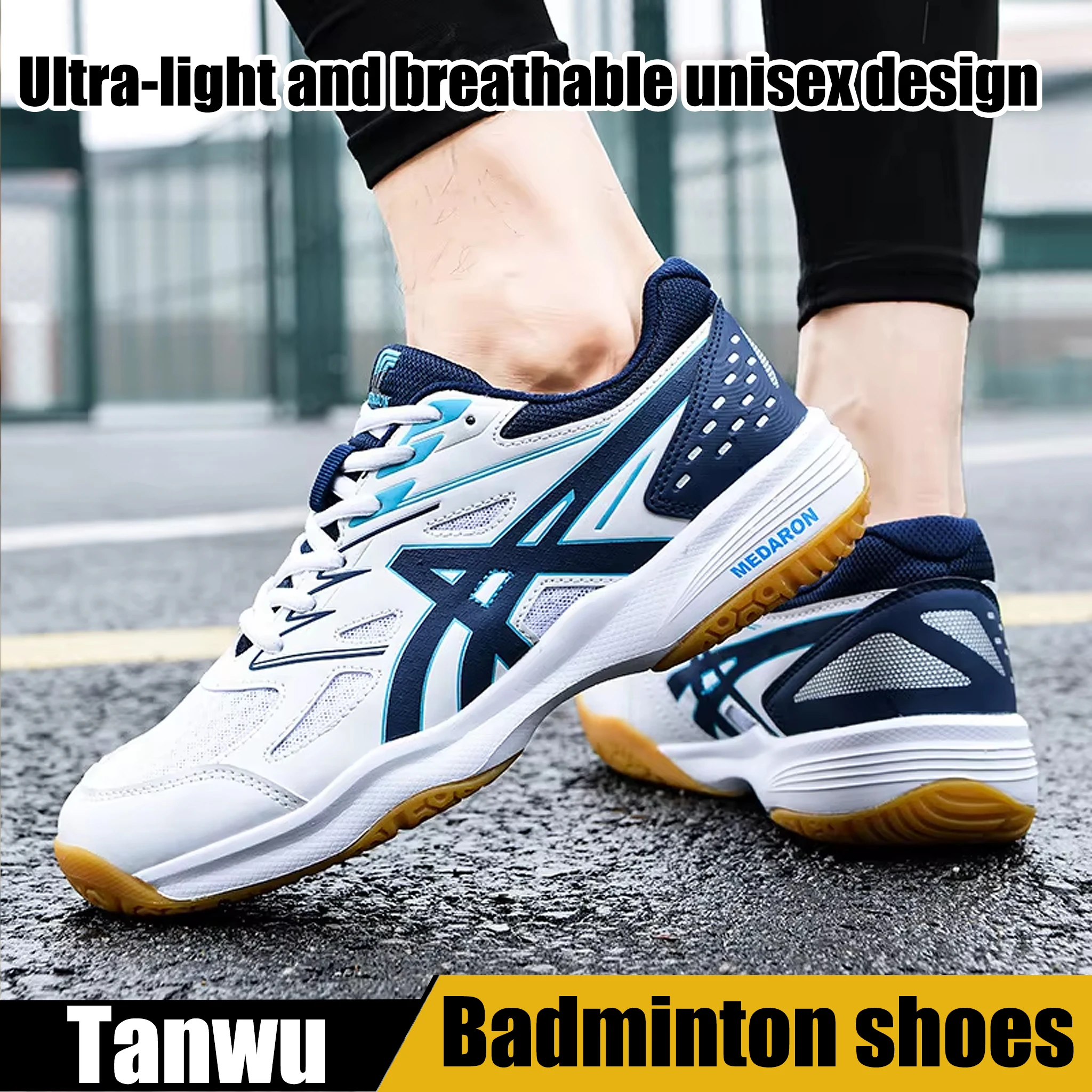 Ultra-light breathable badminton shoes unisex, anti-slip and wear ...