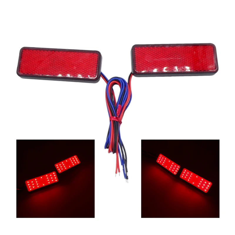 2Pcs Motorcycle Tail Brake Turn Signal Light 24LED Rectangle Car Lamp ...