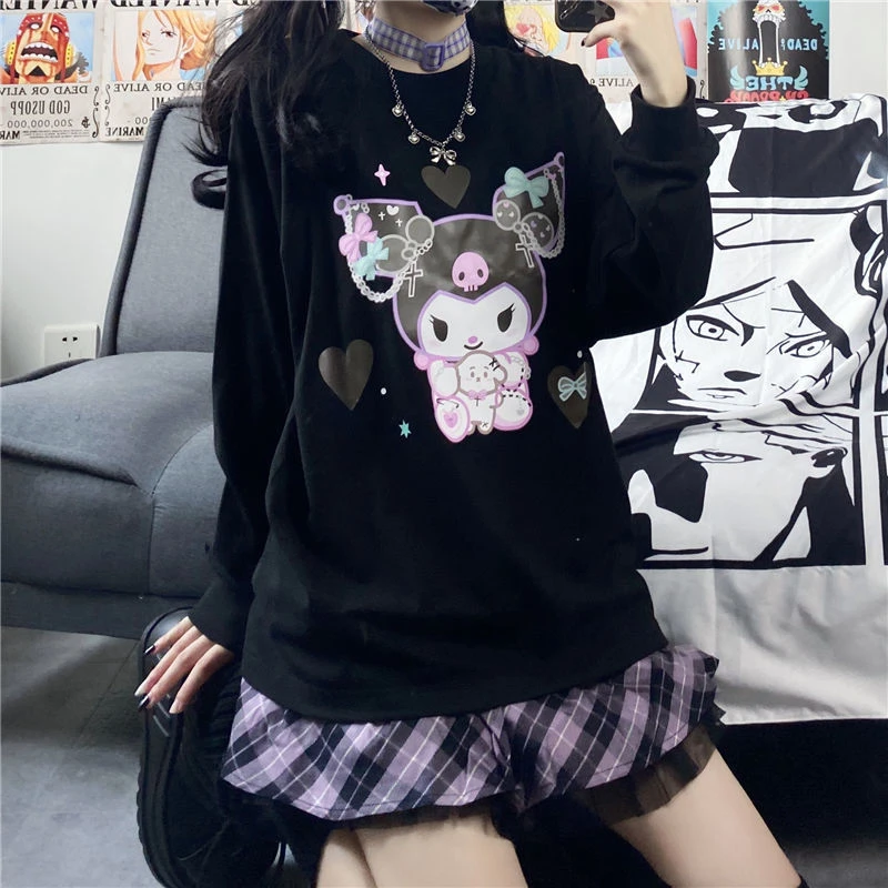 Kuromi Long Sleeve Shirt | Kuromi Clothes Harajuku - Animation ...