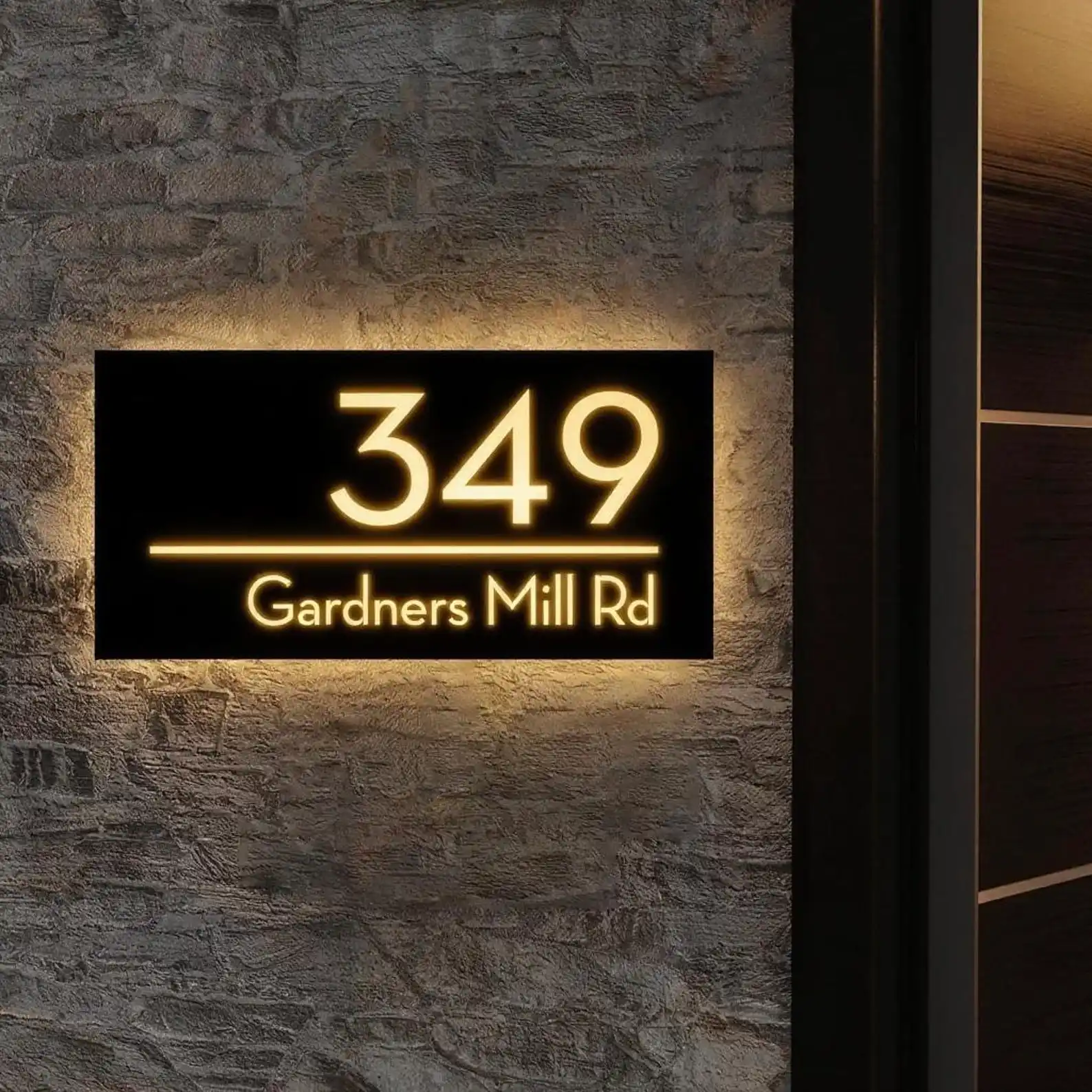 Custom Modern LED House Sign, Backlit Metal & Acrylic Lighted Address ...