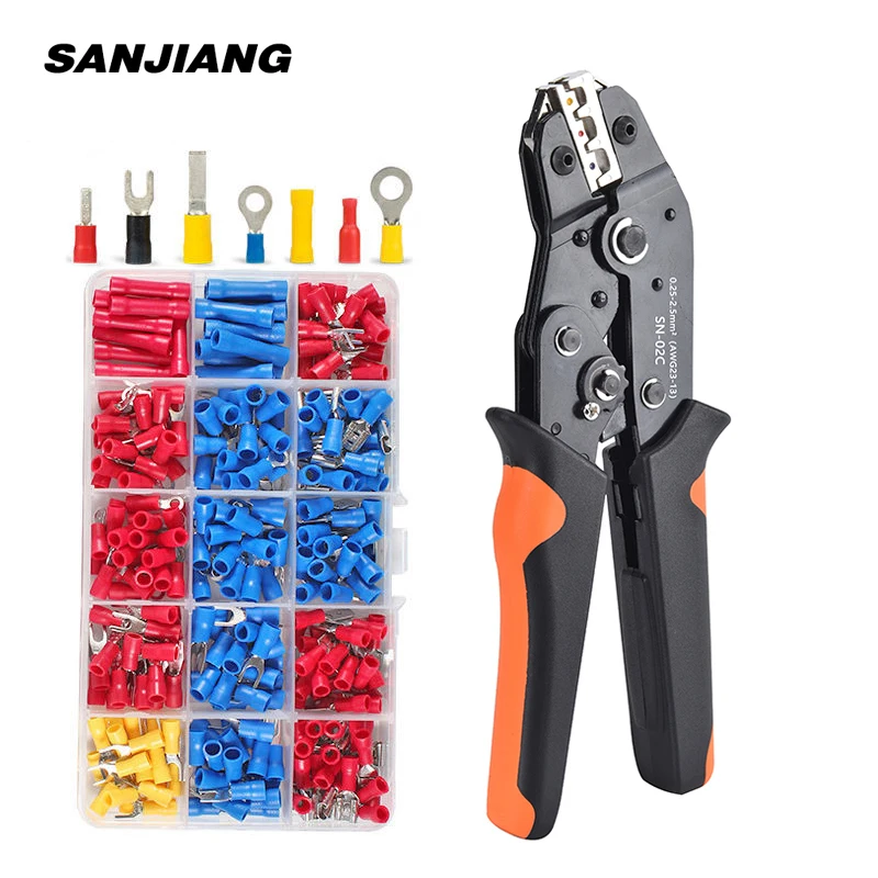 SN-02C Wire Crimping Tool Set Insulated Wire Electrical Connectors ...