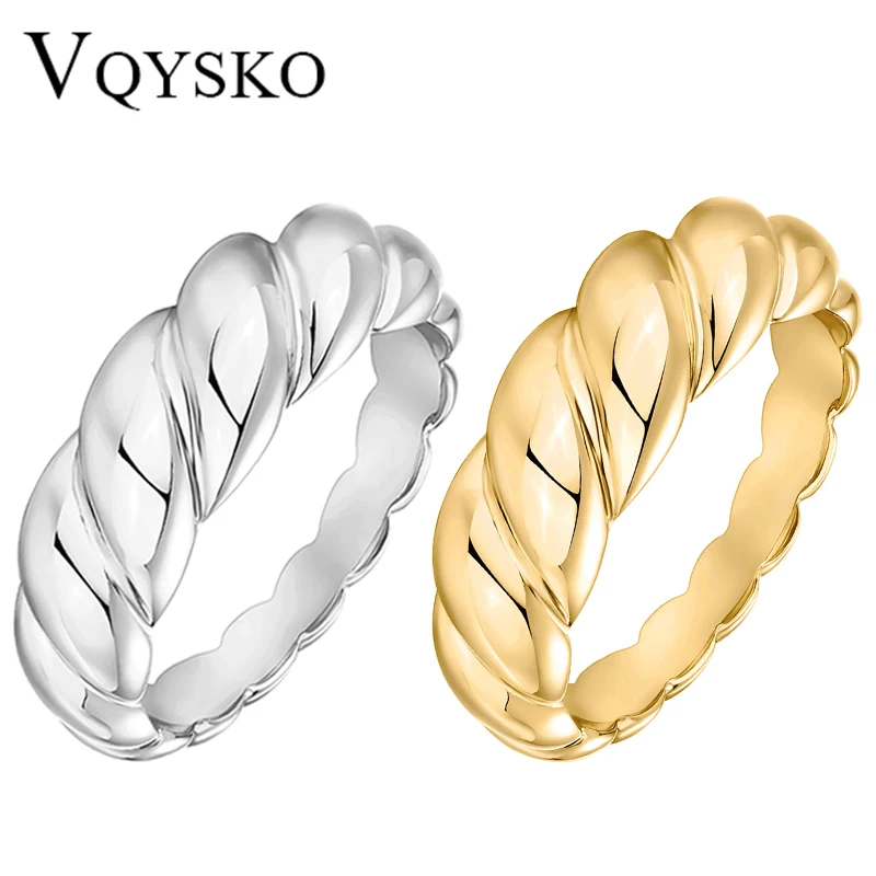 VQYSKO-Croissant-Braided-Twisted-Signet-Chunky-Dome-Ring-Stacking-Star-Band-For-Women-and-Men ...