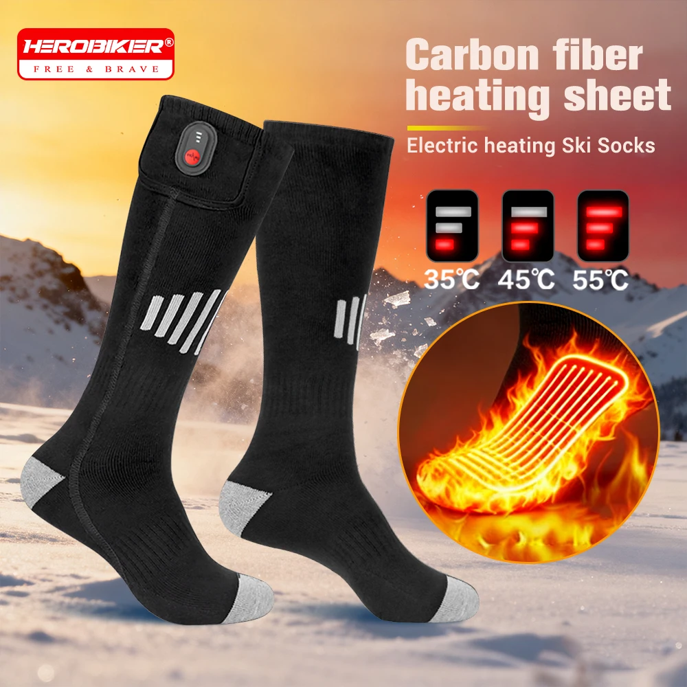 HEROBIKER Winter Heated Socks – USB Rechargeable Foot Warmer ...