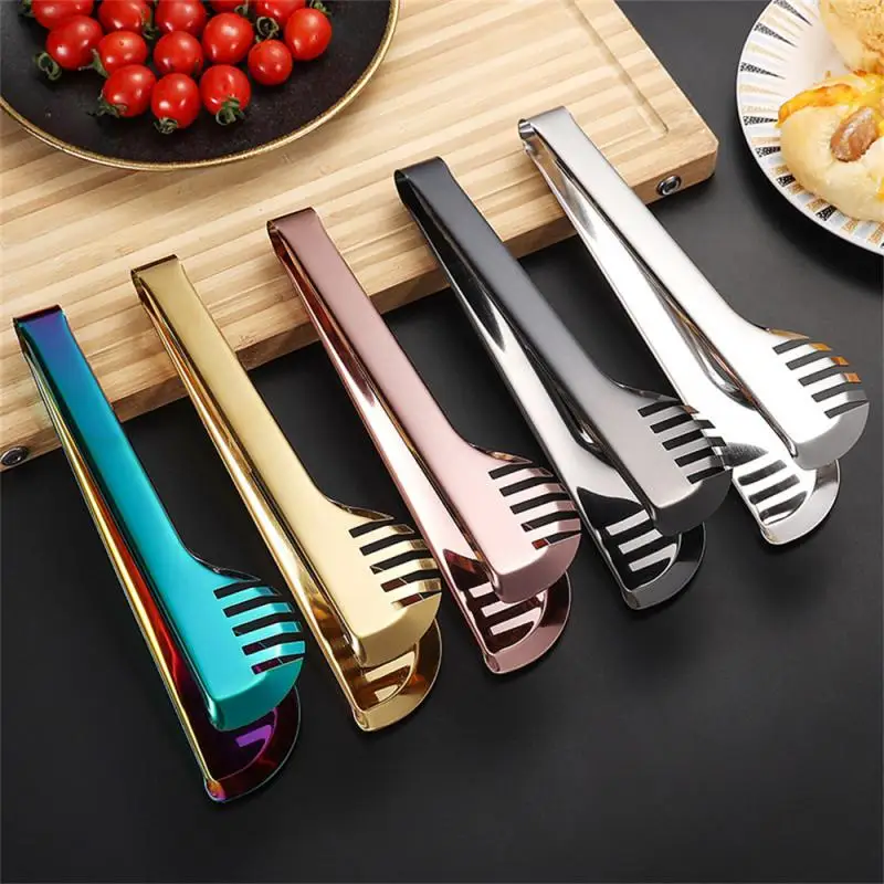 Stainless Steel Gold Kitchen BBQ Tongs Multiple Styles Cake Clip Food ...