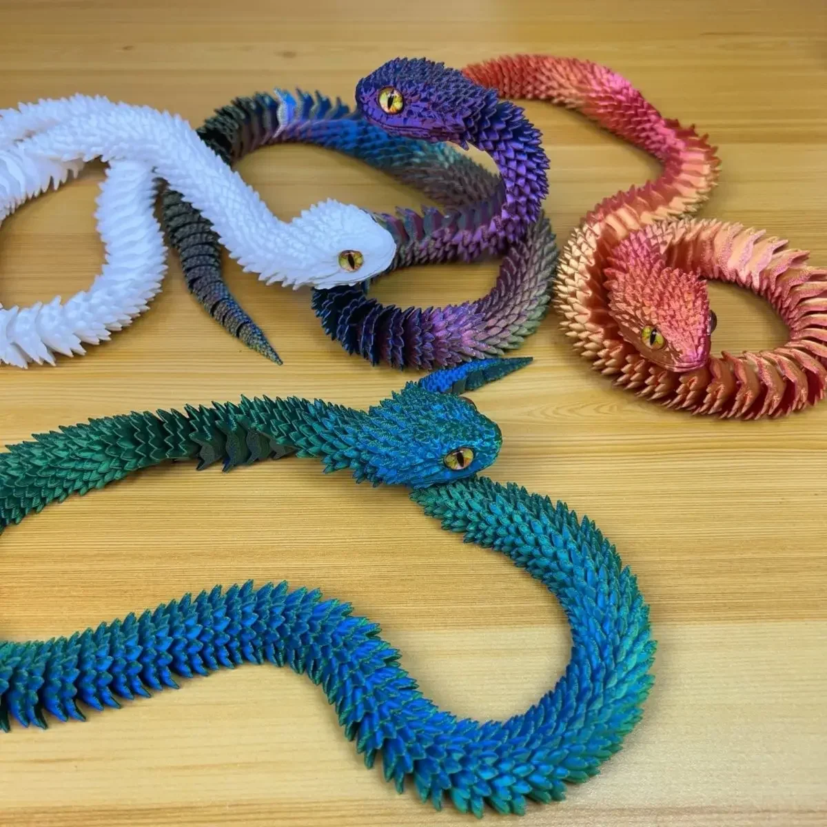 3D Printed Snake Rotatable Joints Snake Figurines Home Office Desktop ...