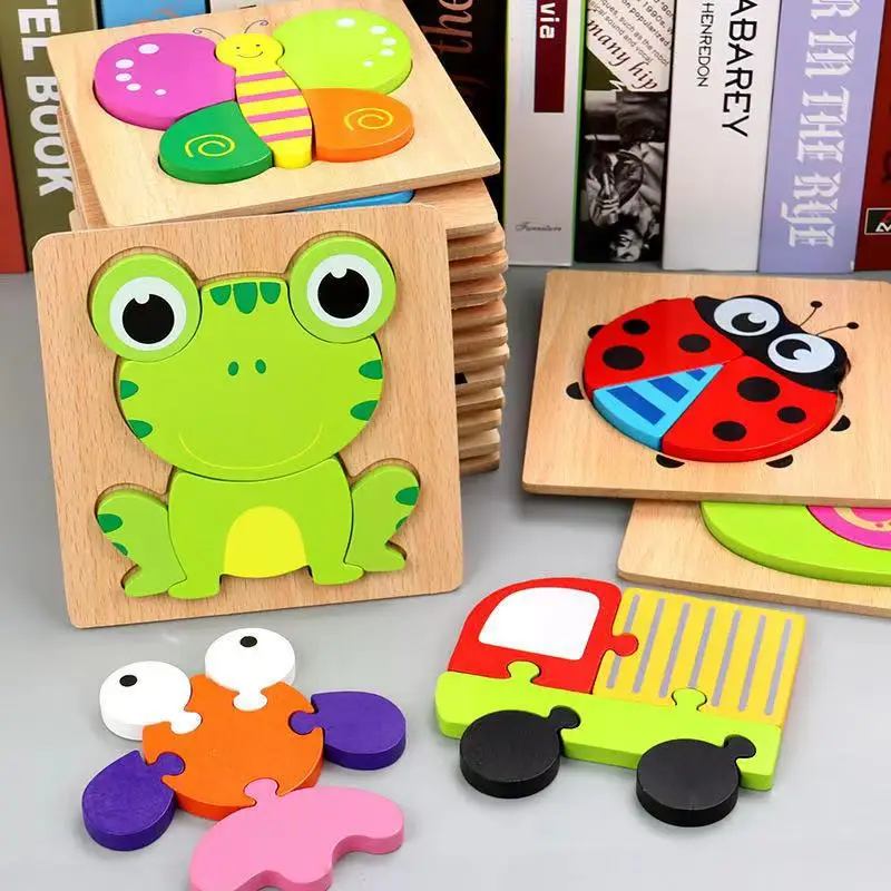 Good Quality 3D Wooden Puzzle Jigsaw for Children Cartoon Animal ...