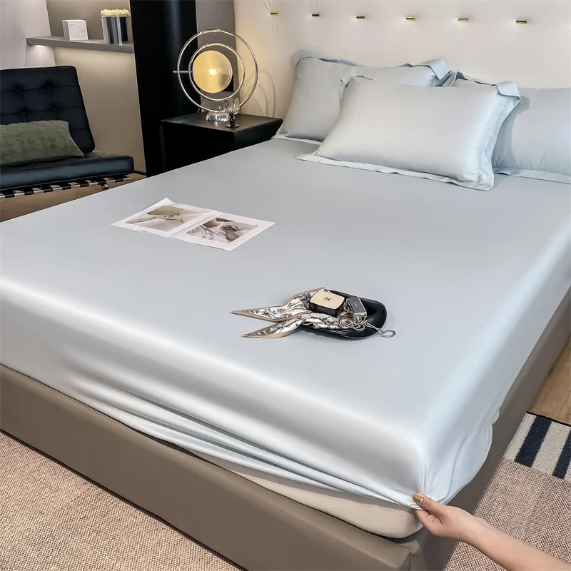 Fitted Sheet Pure Color Silk Bed Sheet Pure Natural Mulberry Silk ...