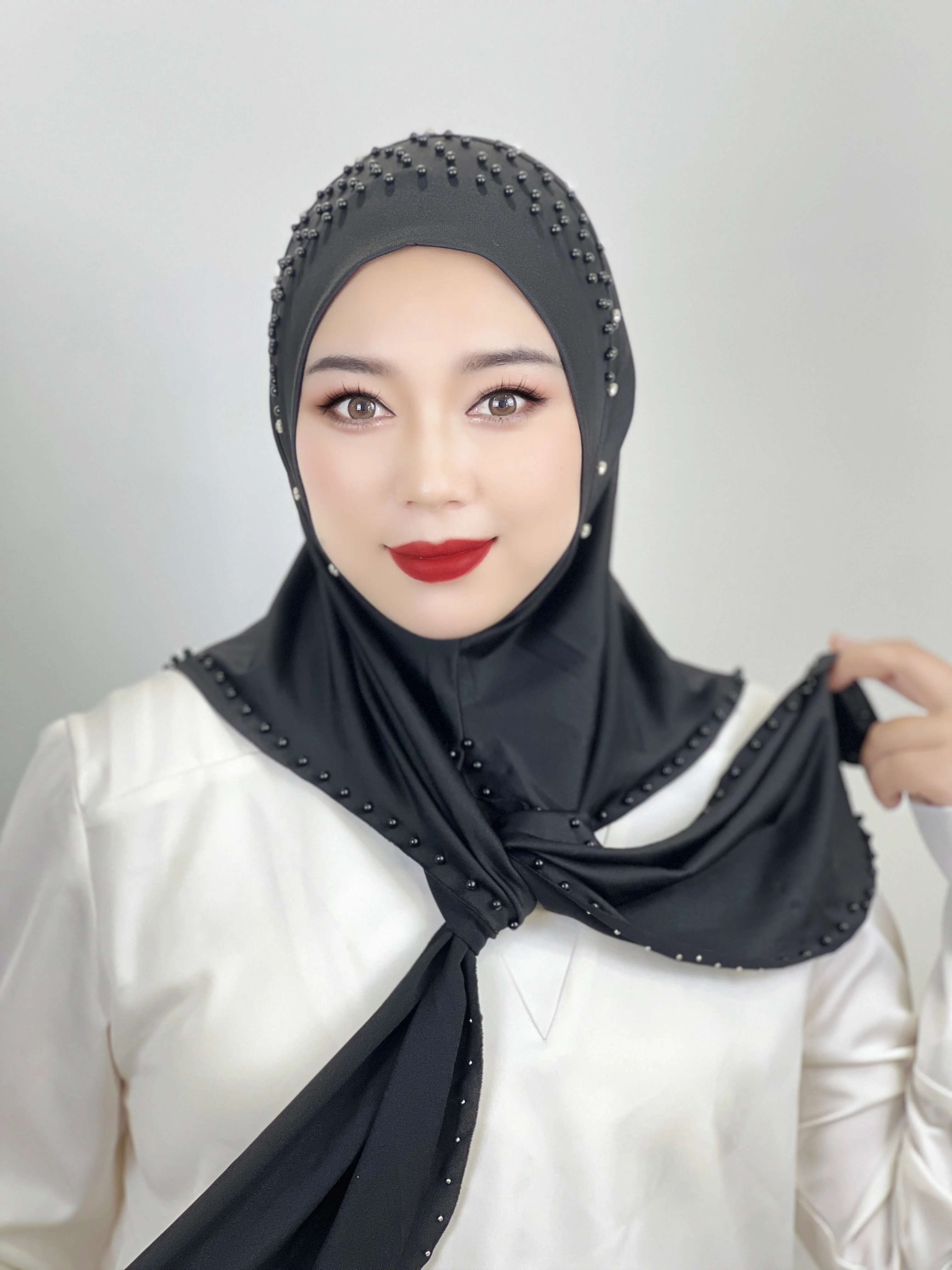 Muslim-Hijab-Solid-Color-Beaded-Arab-Hijab-Long-Hijab-Women-Hijab ...