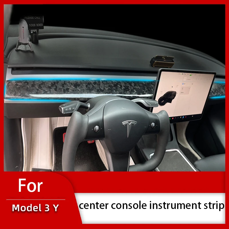 True-Carbon-Fiber-Car-Center-Control-Dashboard-Para-Tesla-Model-3-2020 ...