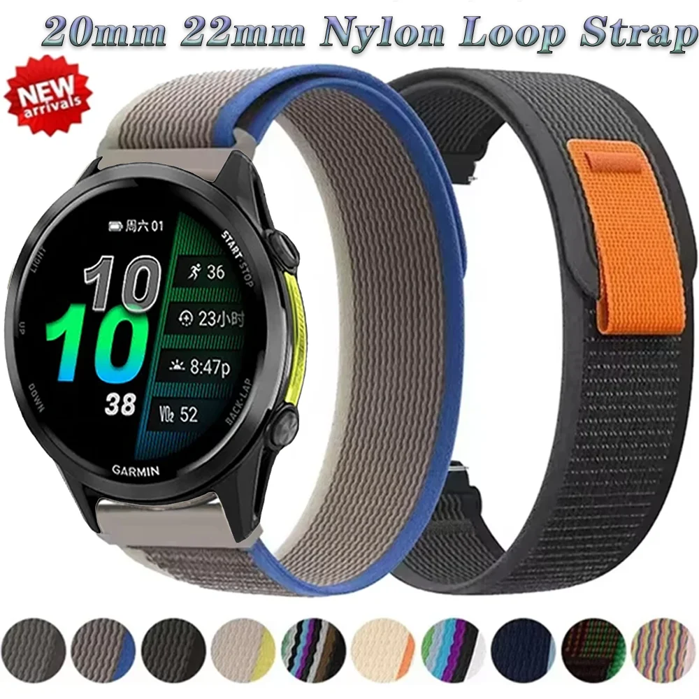 20mm 22mm Trail Nylon Loop Strap for Garmin Forerunner 965 955 570 970 ...