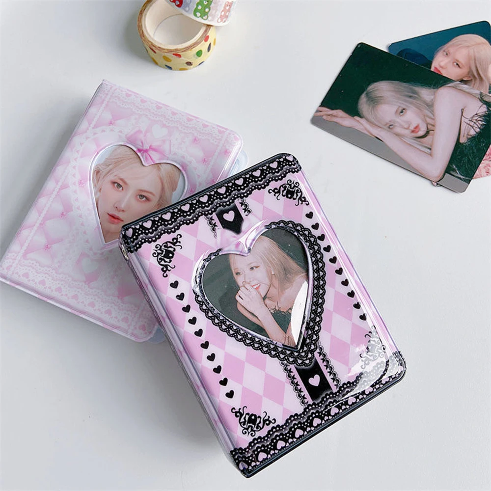 INS-Photo-Card-Holder-3-Inch-Black-Pink-Lace-Photo-Album-Idol-Photo ...