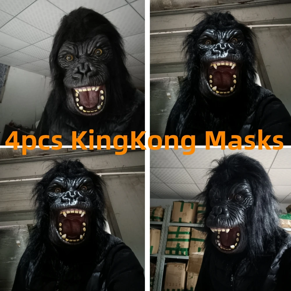 4pcs-Rubber-KingKong-Mask-Novelty-Latex-Monkey-Head-Mask-Angry-Gorilla ...