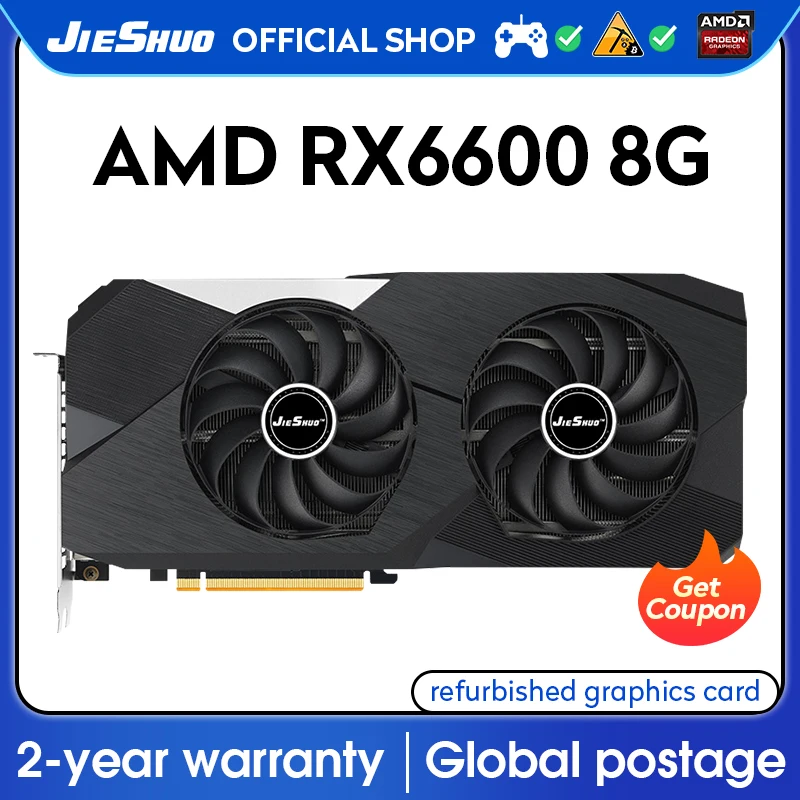 JIESHUO-AMD-RX6600-8G-Video-Graphics-Supports-Computer-Tabletop-Games ...