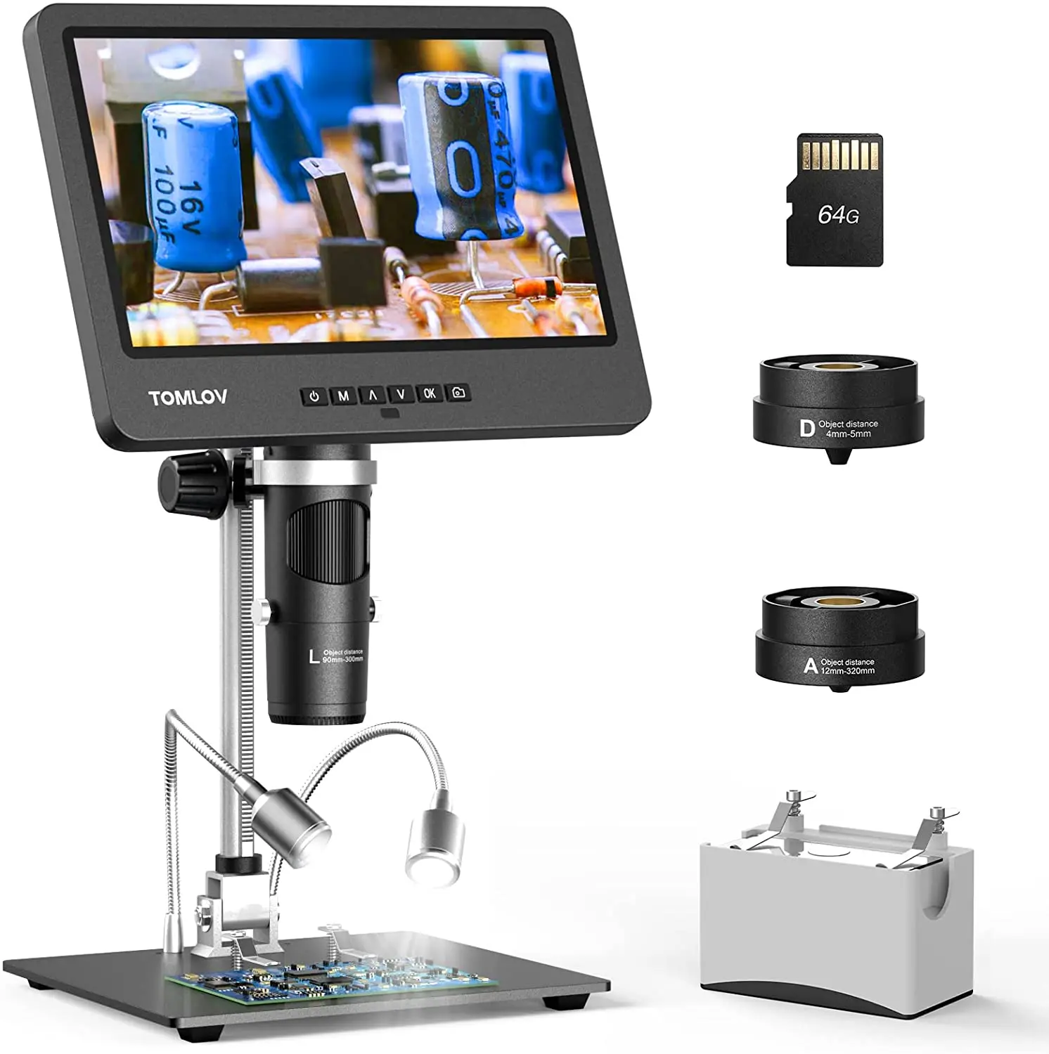 TOMLOV-Triple-Lens-Digital-Microscope-DM602-HDMI-LCD-Microscope-10-1 ...
