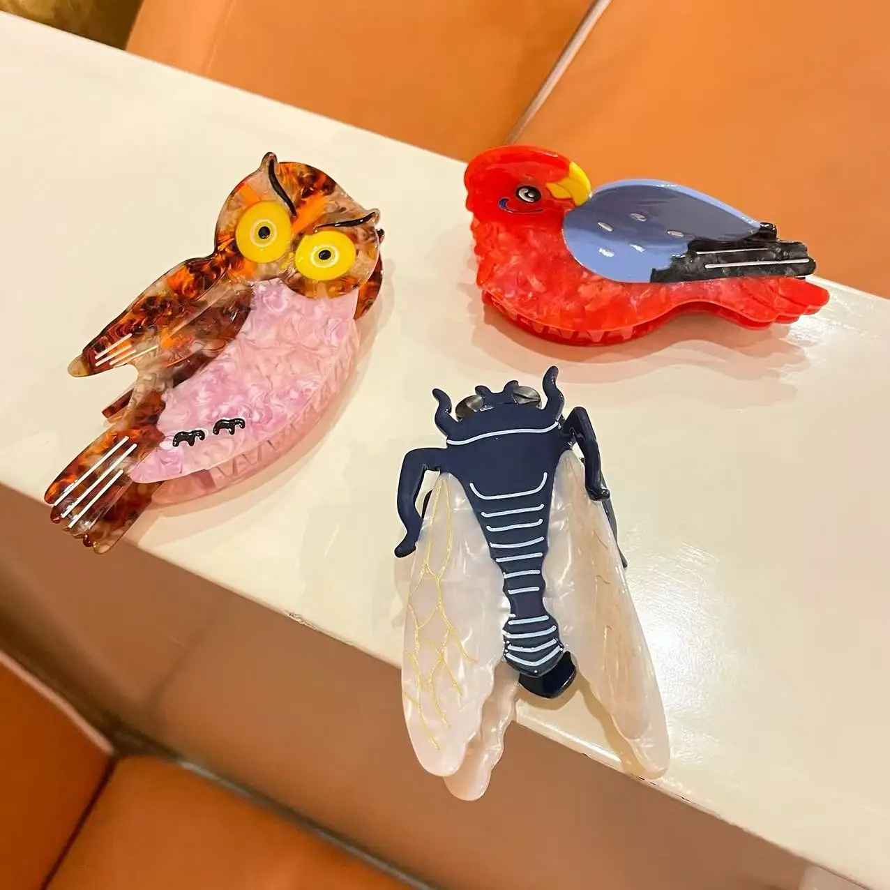 Cartoon Creative Bird Series Hair Claw Parrot Owl Acetate Claw Clip ...