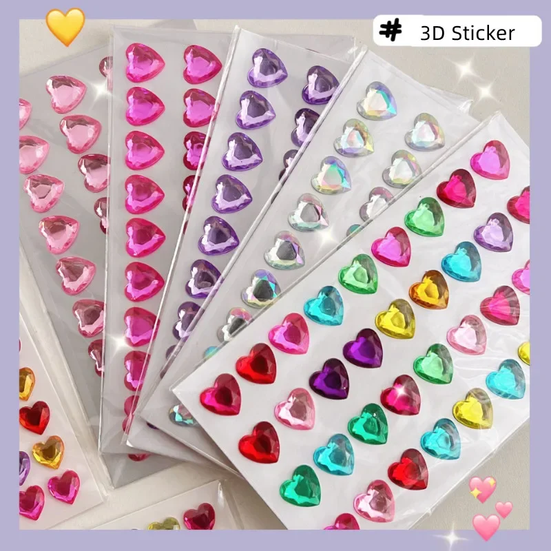 Heart-Sticker-Lovely-3D-Stereoscopic-Crystal-Heart-Shining-Sticker-for ...