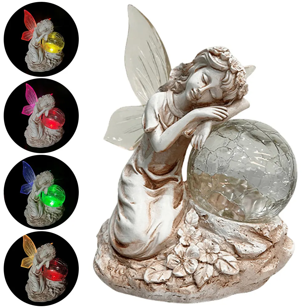 Solar-Angel-Statue-Light-Angel-Glass-Ball-Sculpture-Waterproof-Outdoor ...
