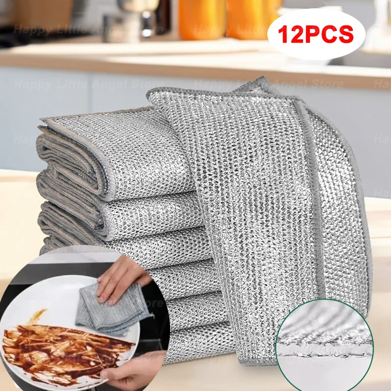 New-Magic-Cleaning-Cloth-Thickened-Double-sided-Metal-Steel-Wire-Rags ...
