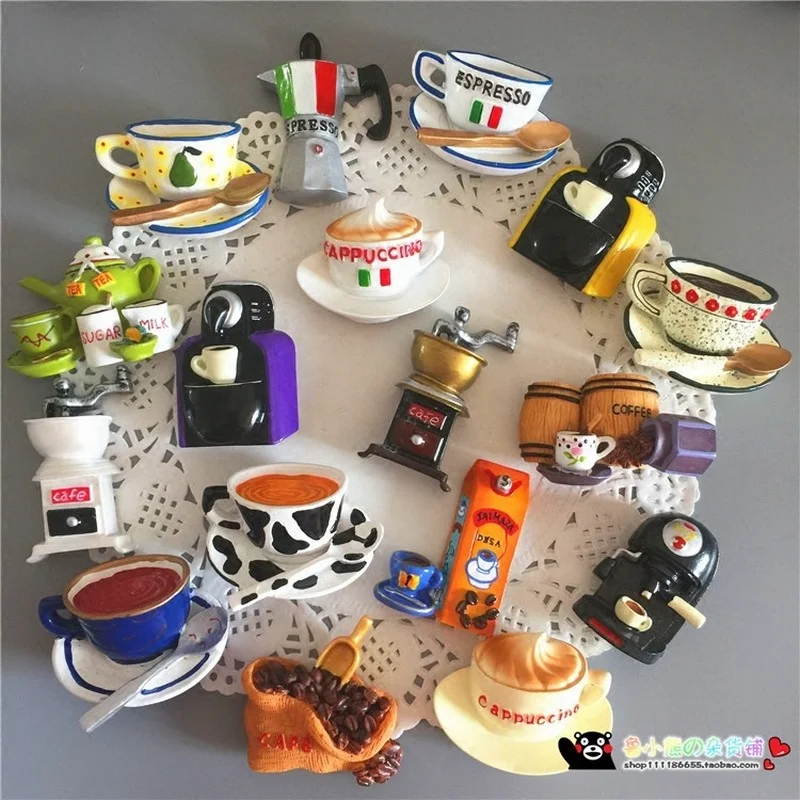New Creative Food Shape 3d Fridge Magnets Cute Toast Toaster Coffee Cup ...