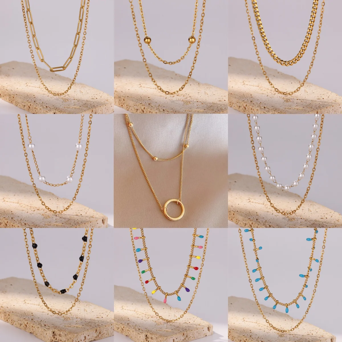 Luxury-Pearl-Stacking-Chain-for-Women-Gold-Color-Stainless-Steel-Beads ...