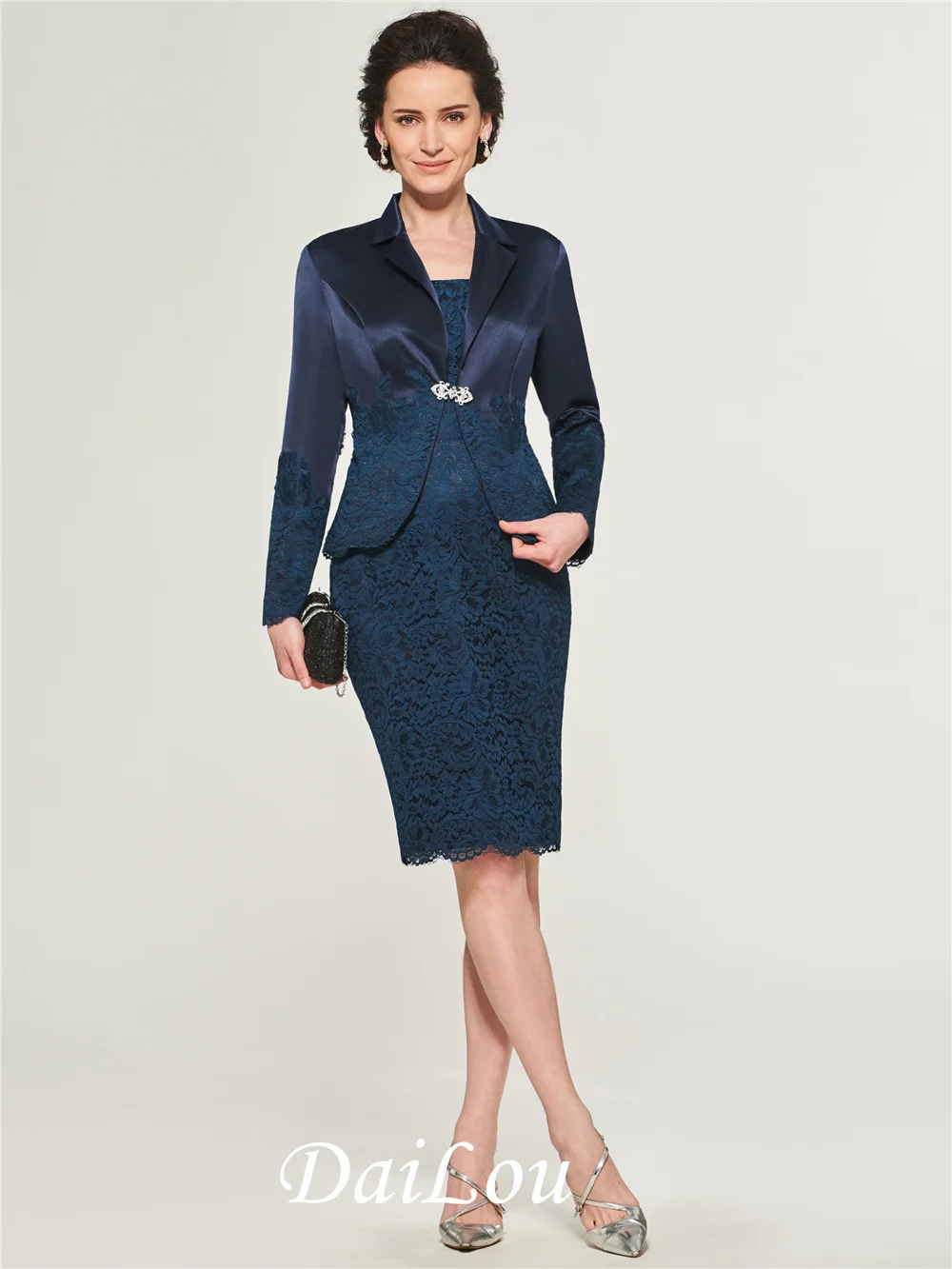 Robe-de-soir-e-de-mariage-en-Satin-et-dentelle-avec-veste-sans ...