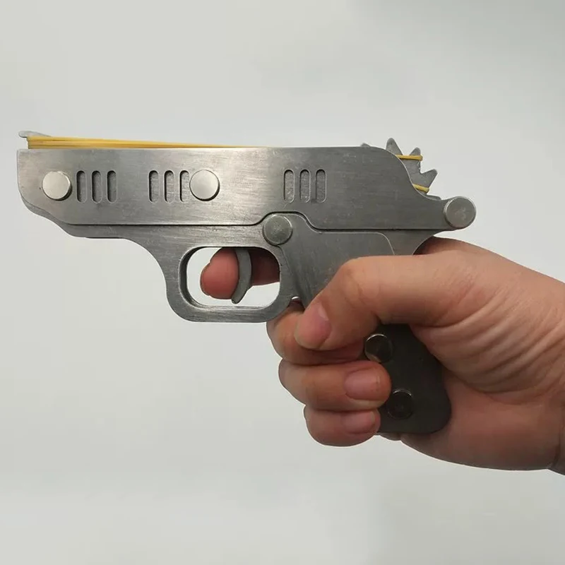 Stainless-Steel-12-Continuous-Firing-Rubber-Band-Gun-Metal-Model ...
