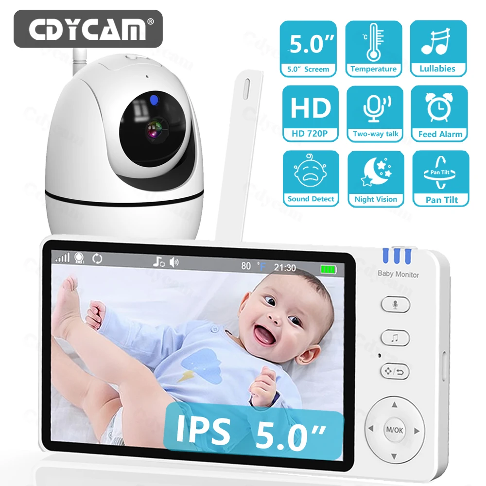 5-Inch-Video-Baby-Monitor-720P-With-Pan-Tilt-Surveillance-Camera-Two ...