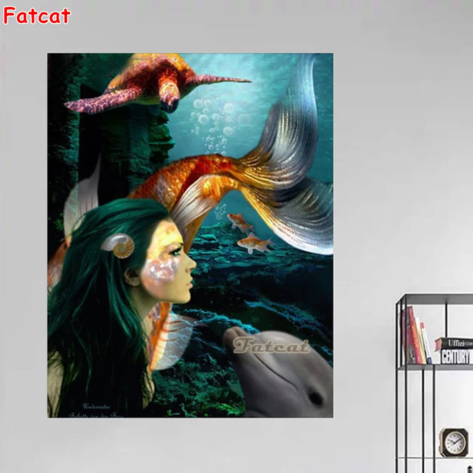 Diamond-Painting-Full-Square-Round-Drill-5D-DIY-Mermaids-and-Dolphins ...