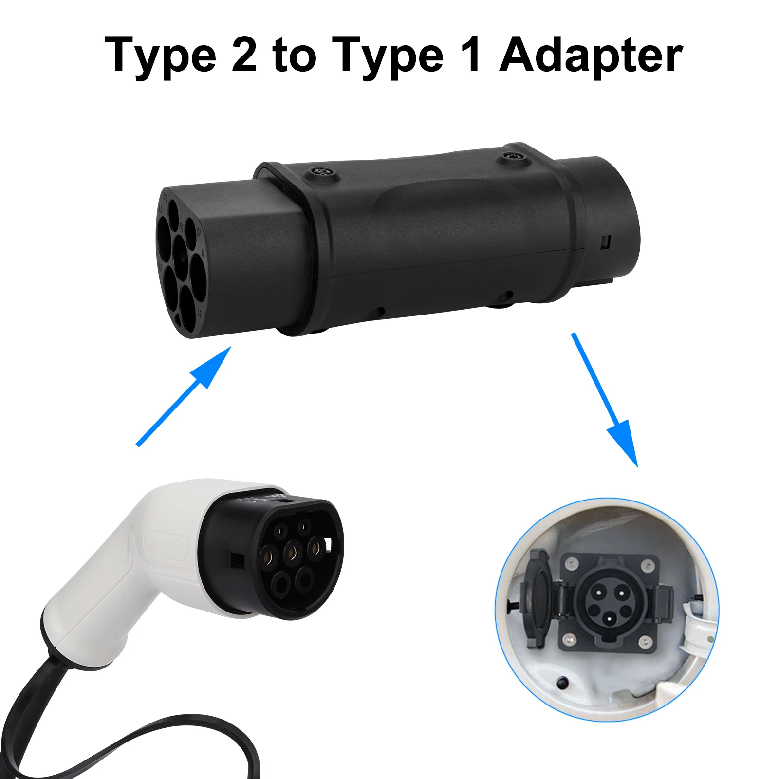 EV-Adapter-IEC-62196-Type-2-to-Type-1-J1772-32A-EVSE-Charger-Connector ...