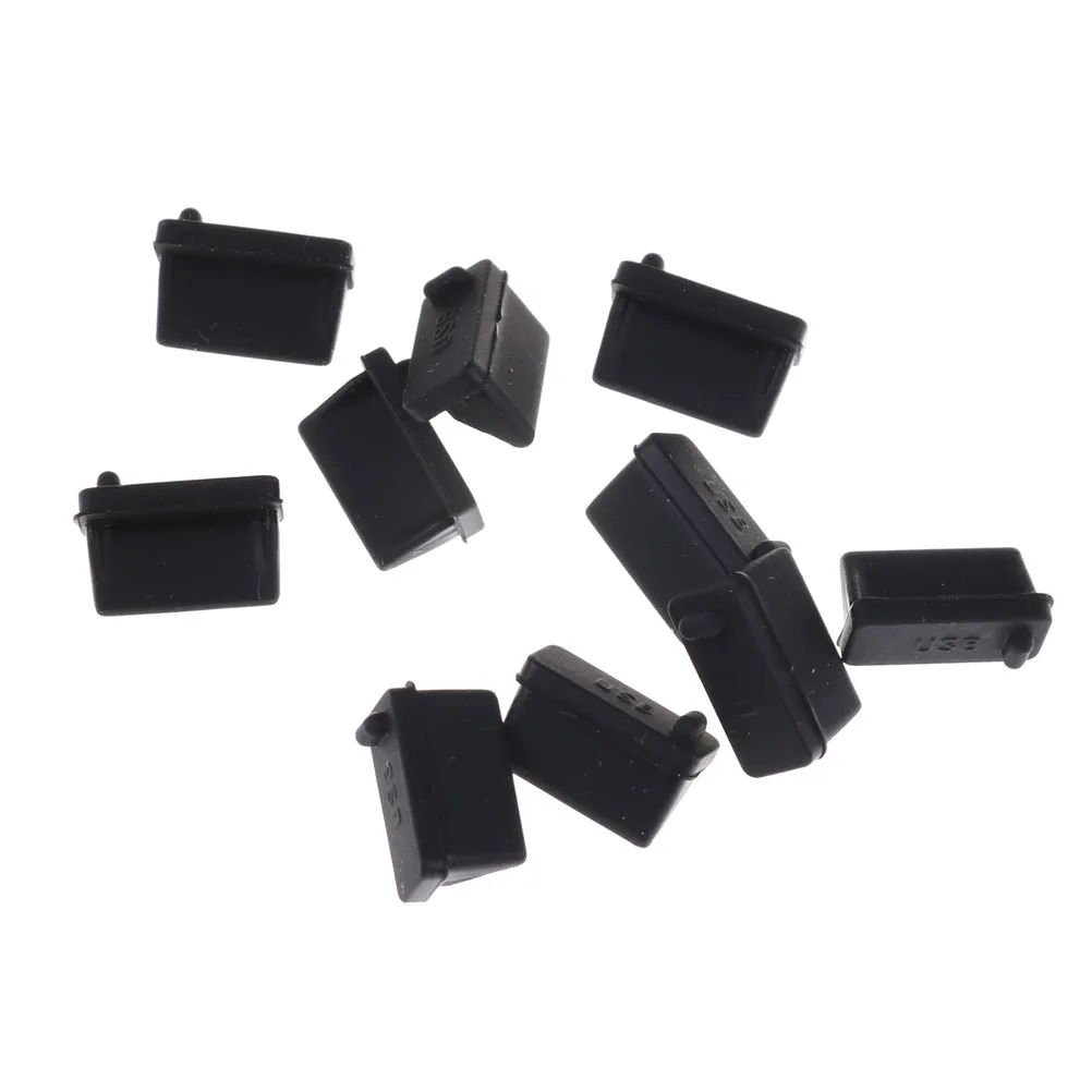 10-Pcs-Durable-Black-Rubber-A-Type-Female-USB-Anti-Dust-Protector-Plugs ...