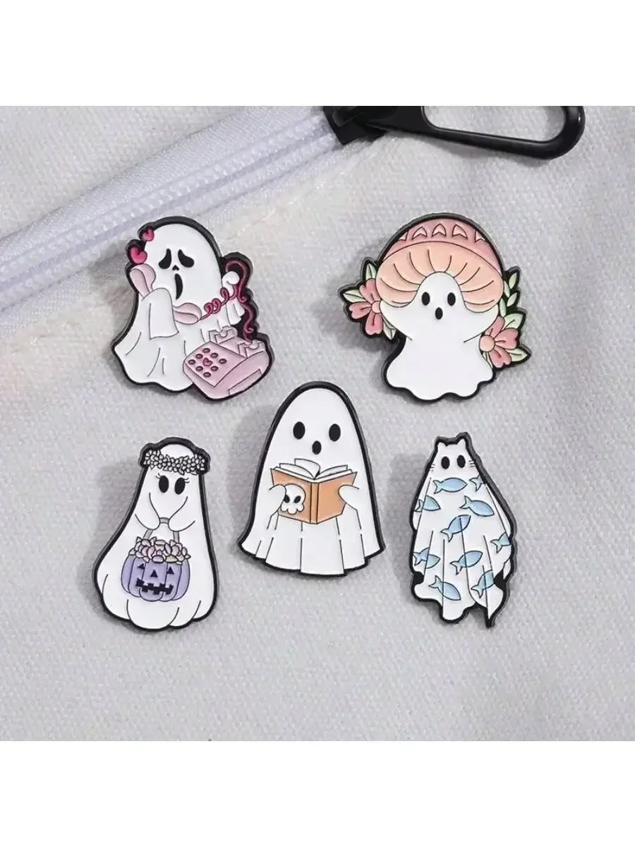 Cute Ghost Enamel Brooch Pin Set-Gothic Badges Pins for Women/Men ...