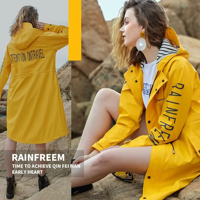 Fashionable long raincoat coat Full body rain-proof outdoor travel ...
