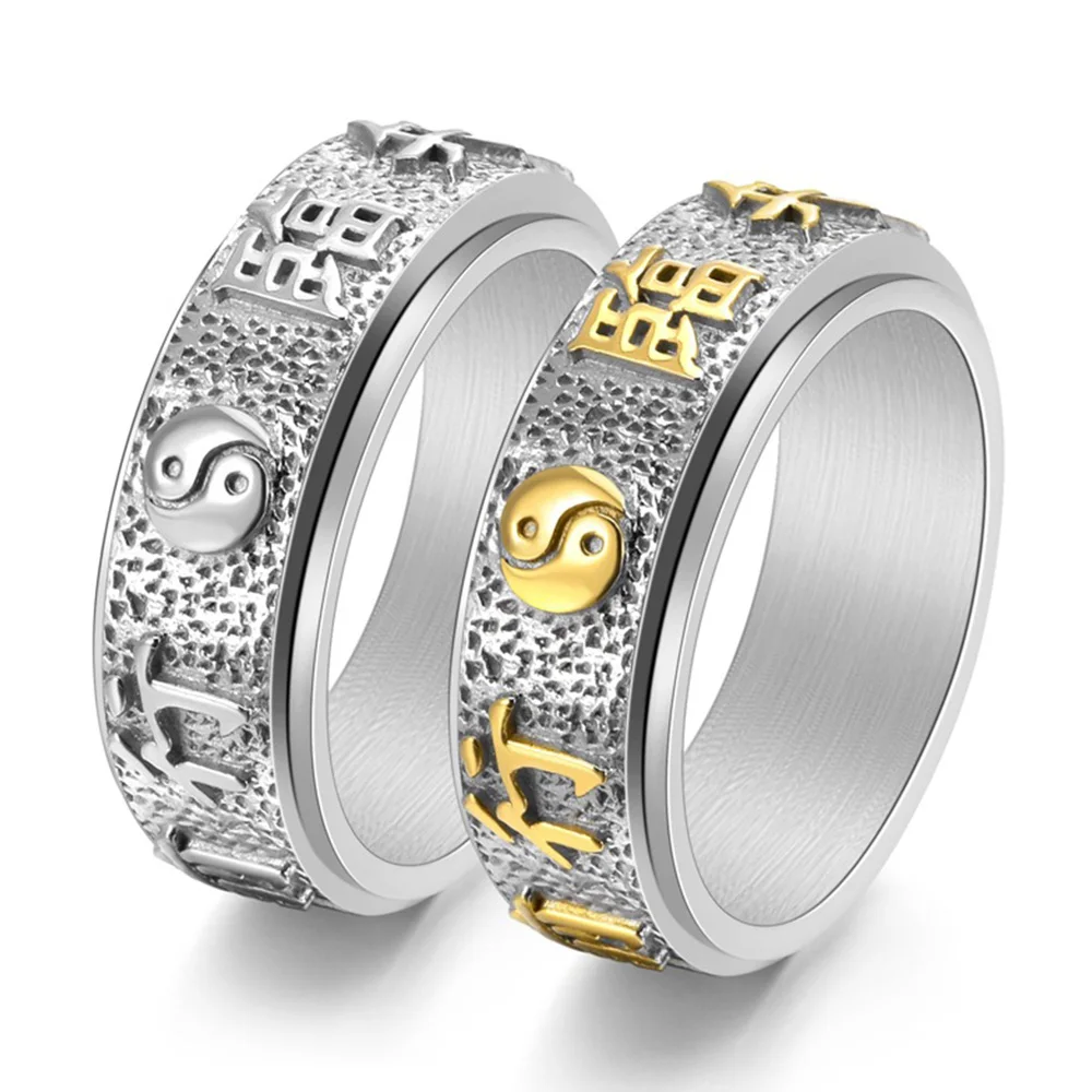 Titanium-Steel-Chinese-Style-Yin-Yang-Bagua-Nine-character-Mantra-Ring ...