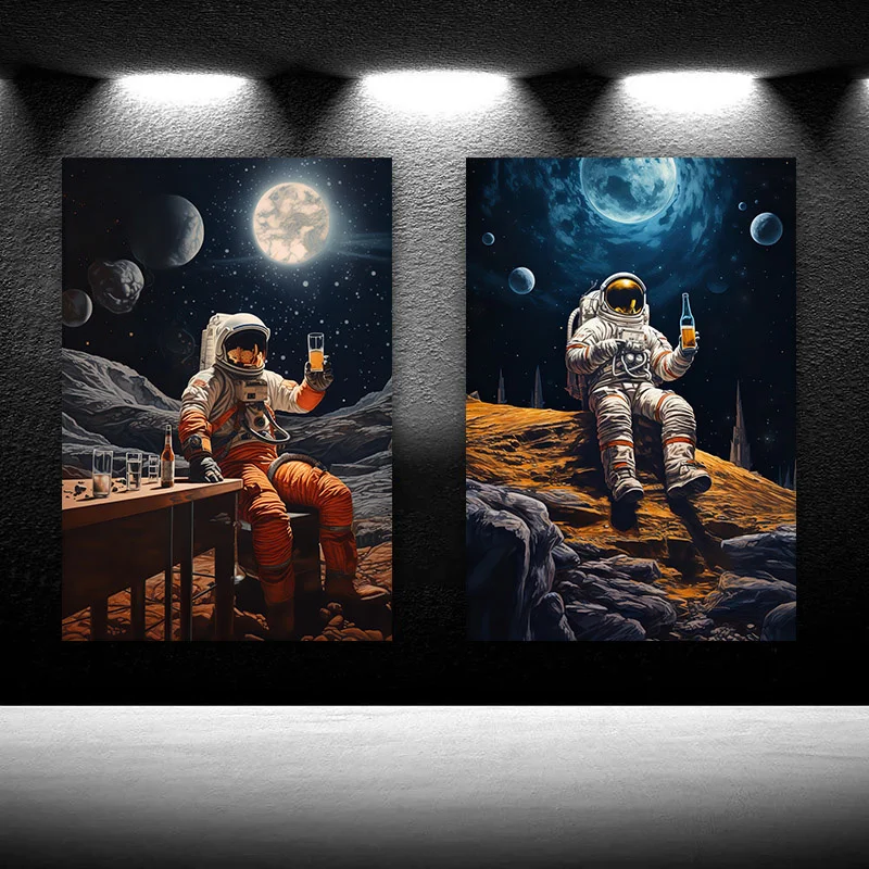 Modern-Astronaut-Posters-Astronaut-with-Beer-on-Moon-Bar-Canvas ...