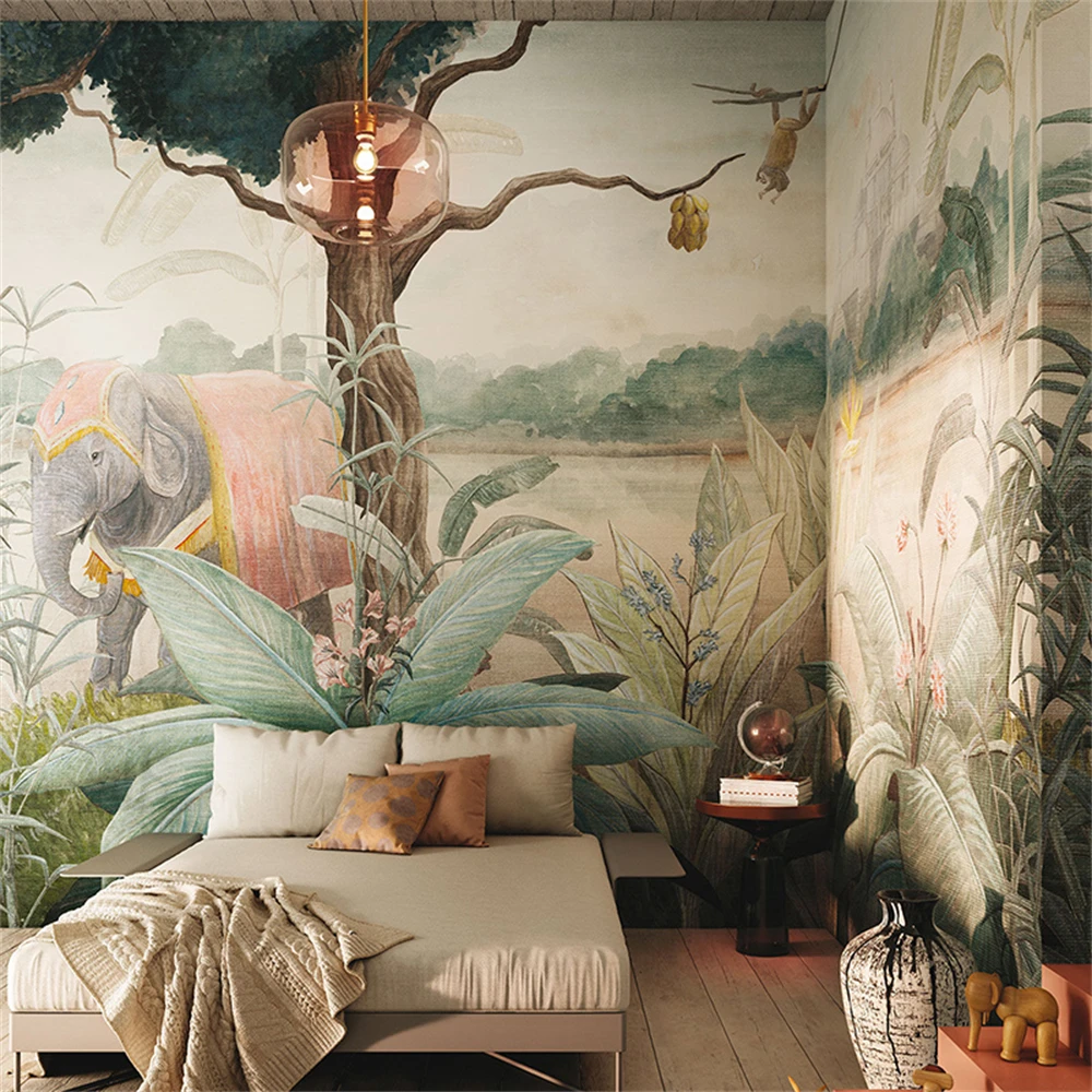 Wallpapers Living Room Wall | Elephant Custom Wallpaper | Photo ...