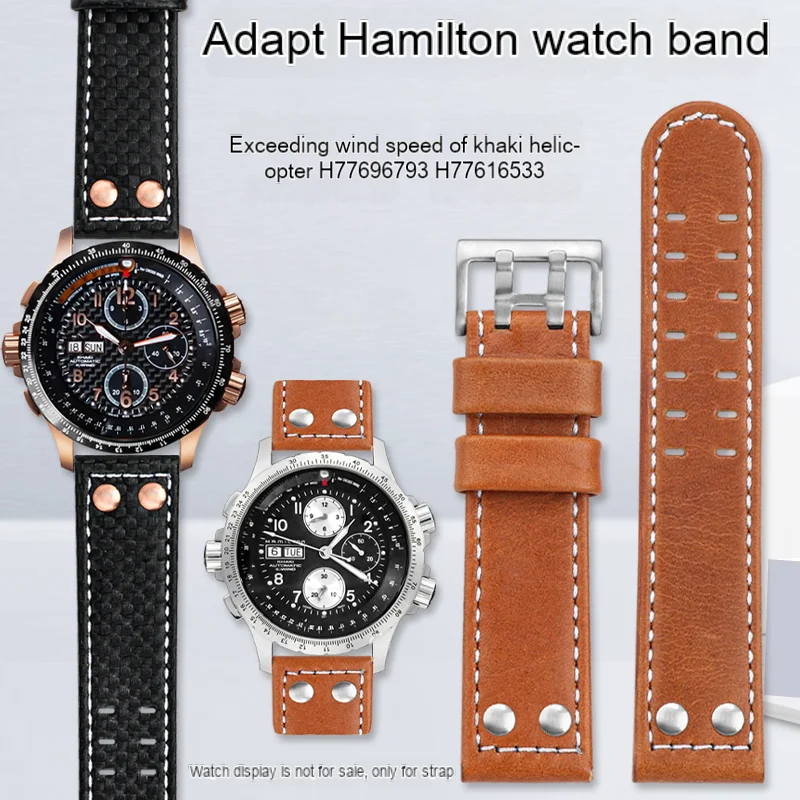 Leather-Watch-strap-Bracelet-For-Hamilton-Khaki-Aviation-H77616533 ...